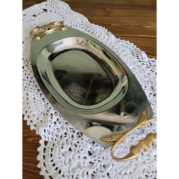 Kromex | Dining | Vintage Kromex Serving Tray Chrome Handles Made In ...